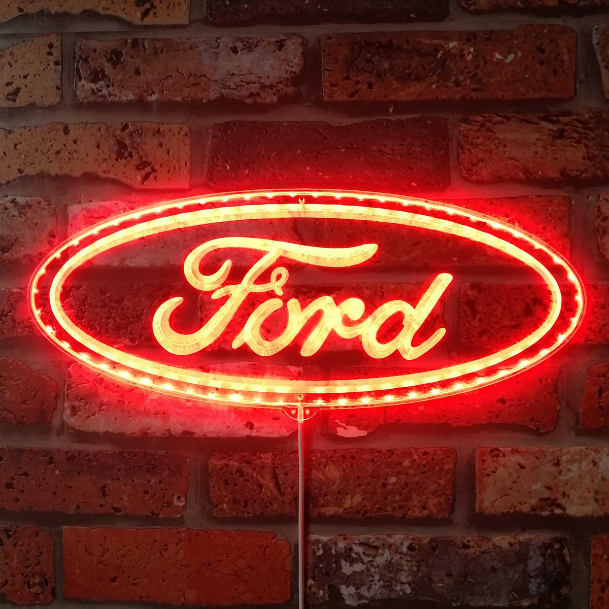 Ford Logo Garage Dynamic RGB Edge Lit LED Sign | LEDLABCAVE
