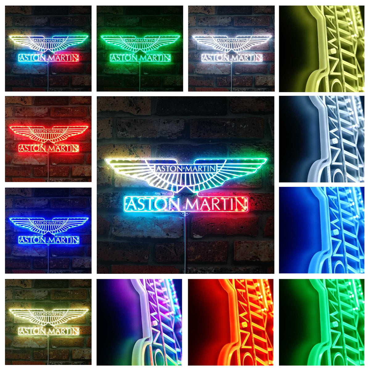 Aston Martin Dynamic RGB Edge Lit LED Sign | LEDLABCAVE