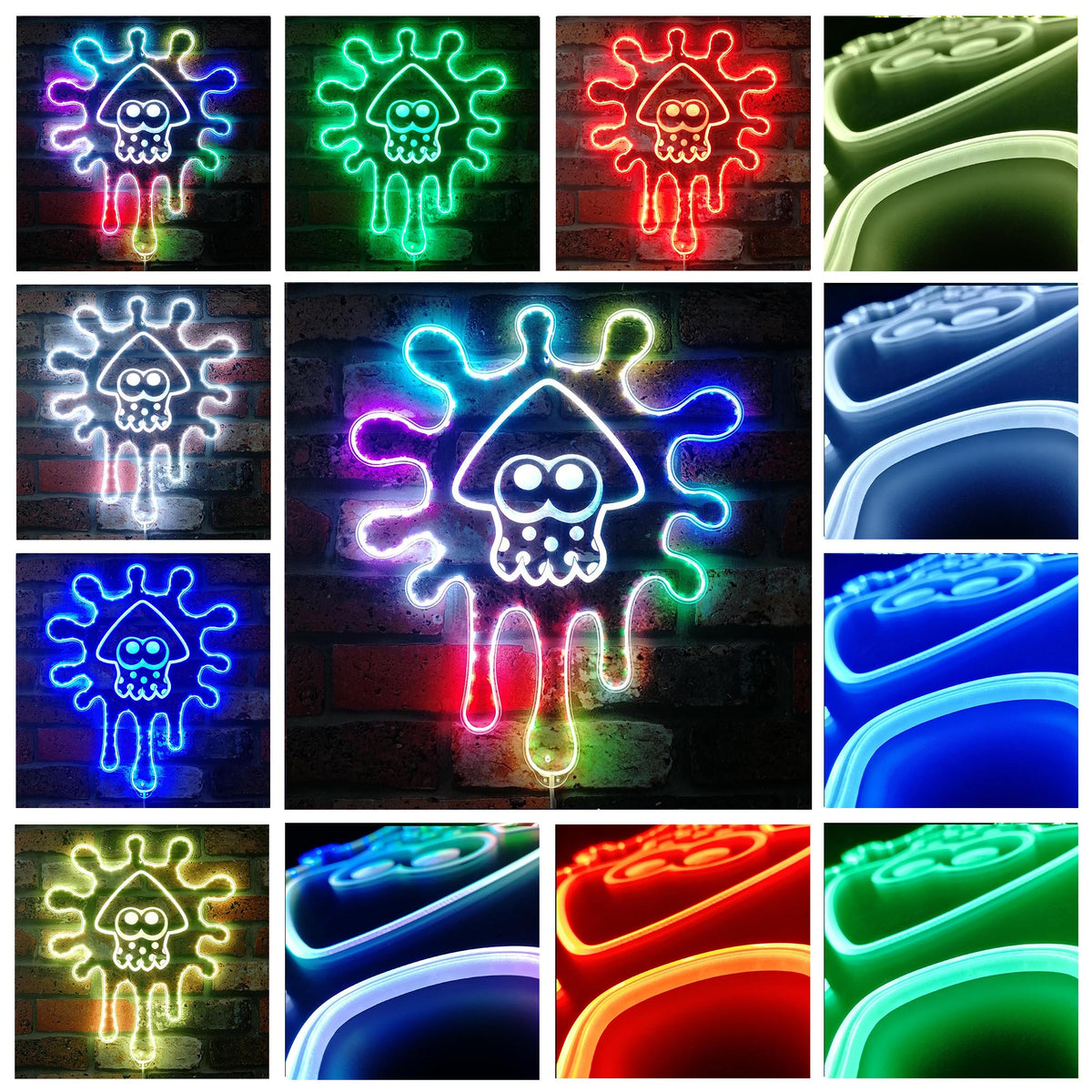 Splatoon Squid Cartoon Dynamic RGB Edge Lit LED Sign | LEDLABCAVE