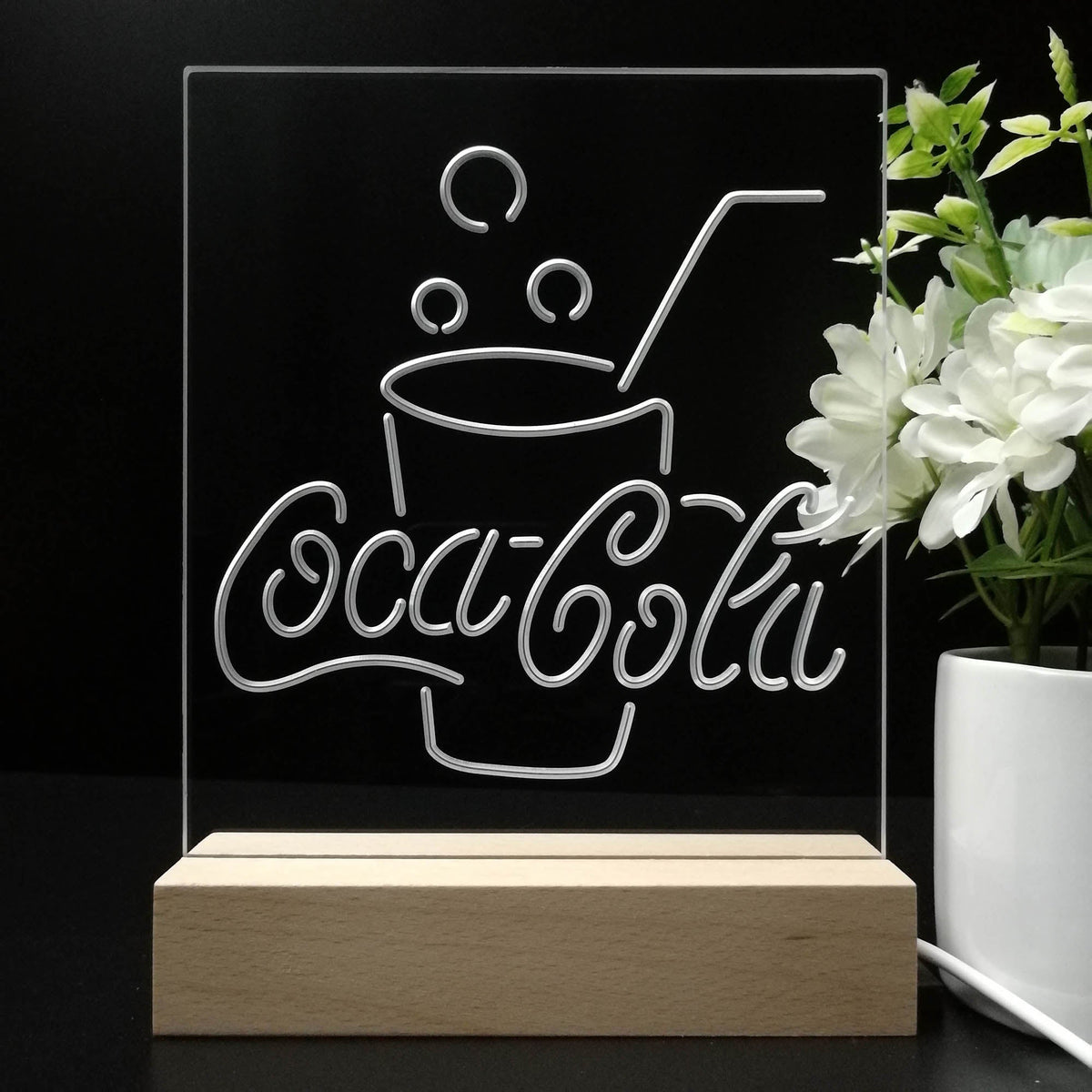 Coca Cola Cup 3D LED Optical Illusion Night Light Table Lamp | LED LAB CAVE
