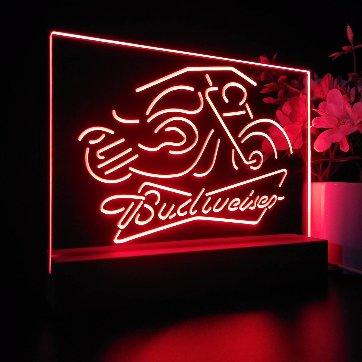 Budweiser Beer Motorcycle 3D LED Optical Illusion Night Light | LED LAB ...