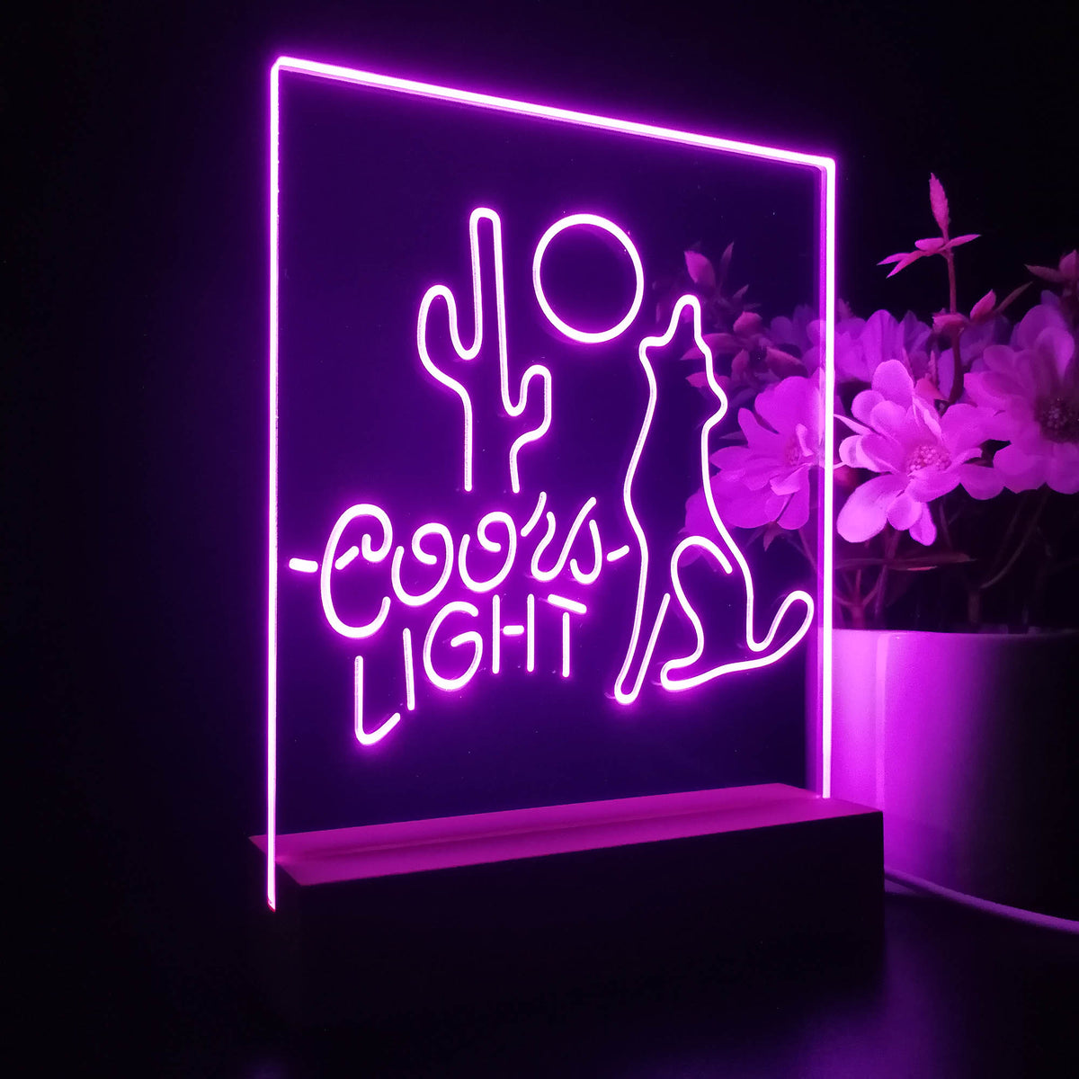 Coors Light Coyote Moon 3D LED Optical Illusion Night Light | LED LAB CAVE