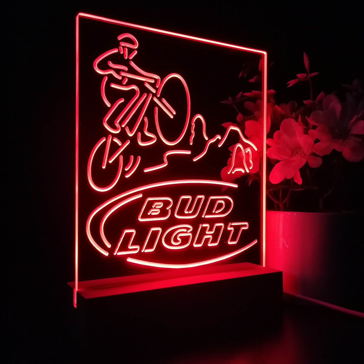 Bud Light Mountain Bike 3D LED Optical Illusion Night Light Table Lamp ...