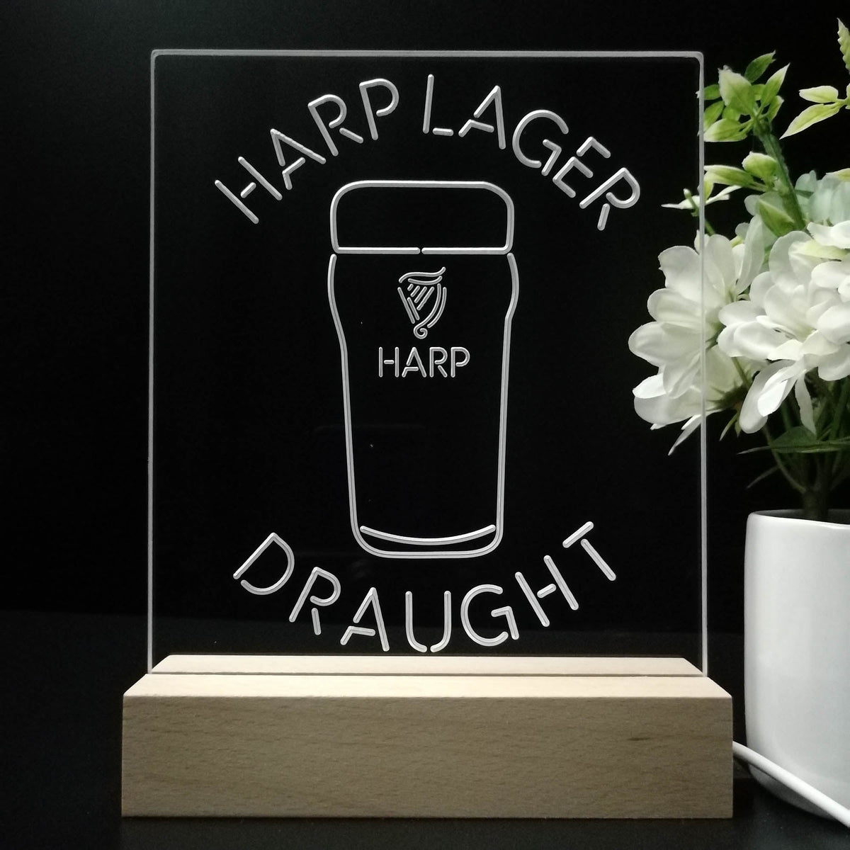 Harp Larger Draught Ale Bar 3D LED Optical Illusion Night Light Table ...