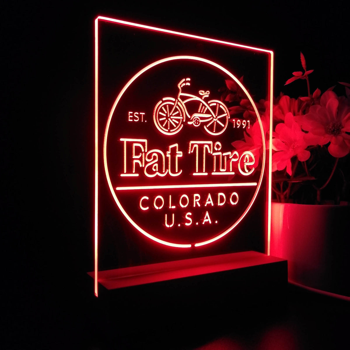 Fat Tire Est. 1991 Colorado USA 3D LED Optical Illusion Night Light ...