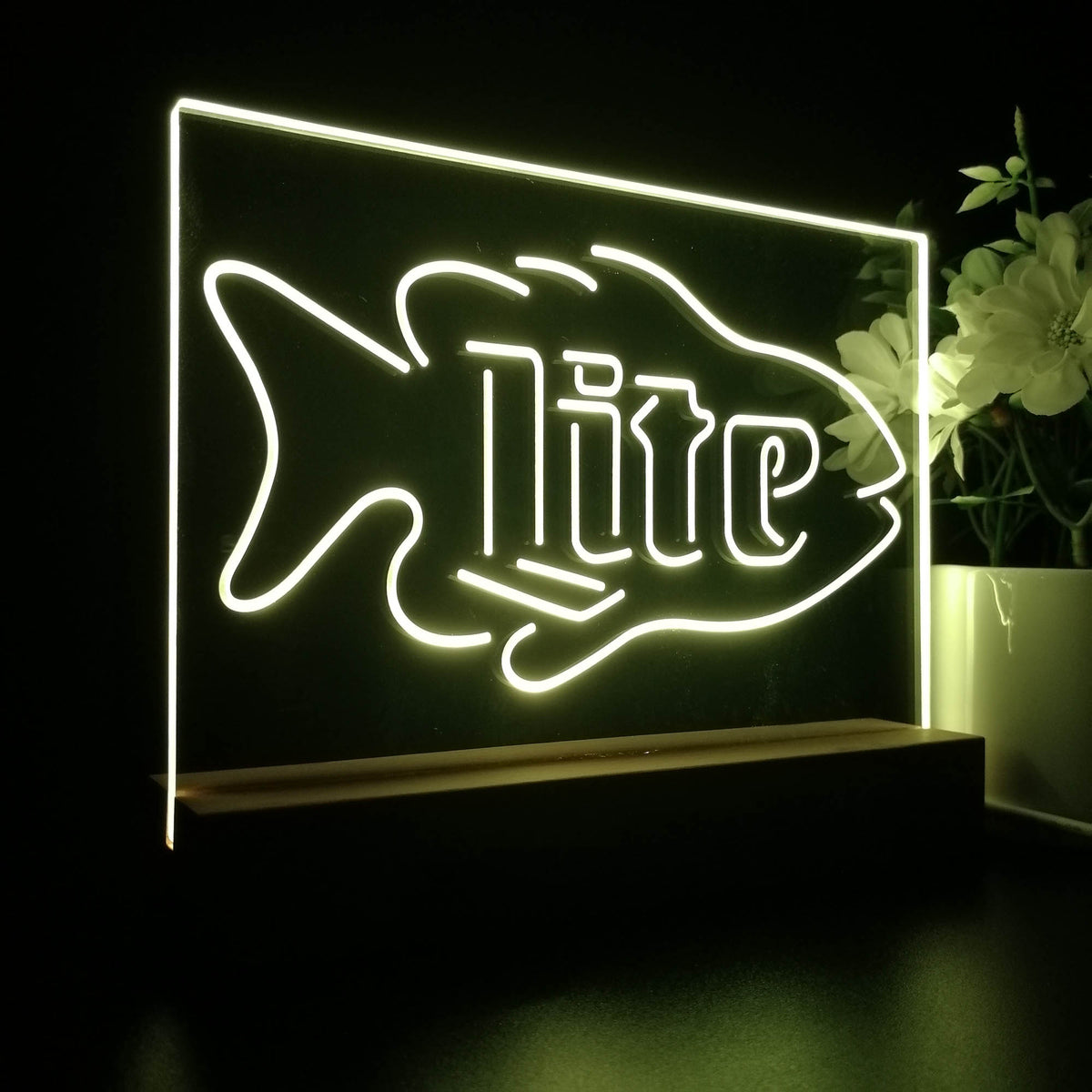 Miller Lite Salmon Fish 3D LED Optical Illusion Night Light | LED LAB CAVE