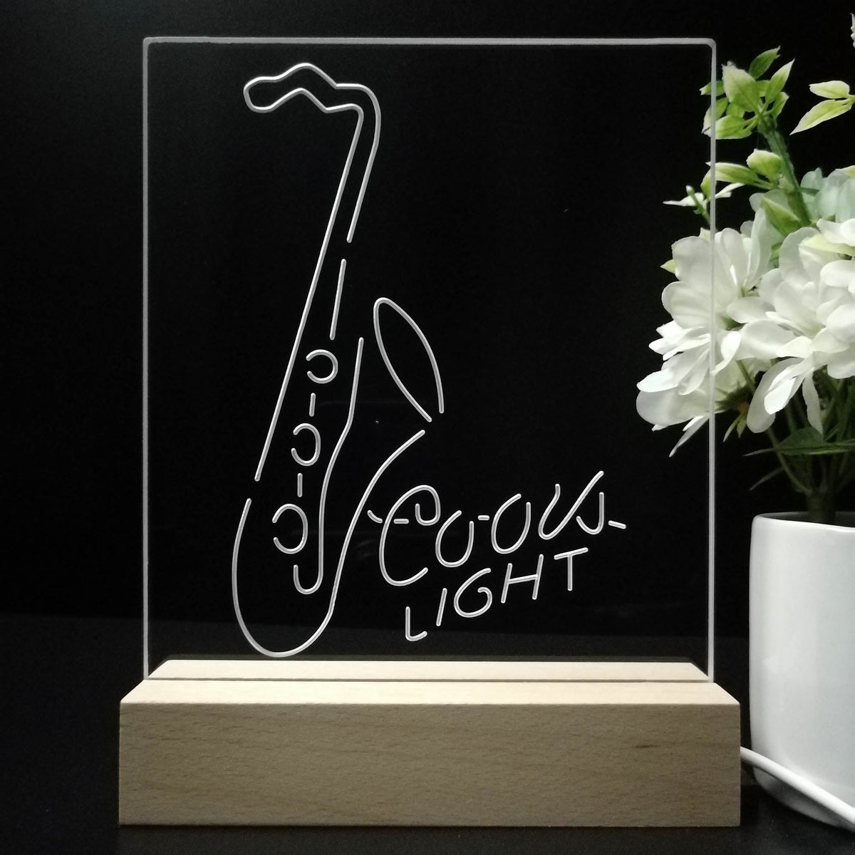 Coors Lite Saxophone 3D LED Optical Illusion Night Light Table Lamp ...