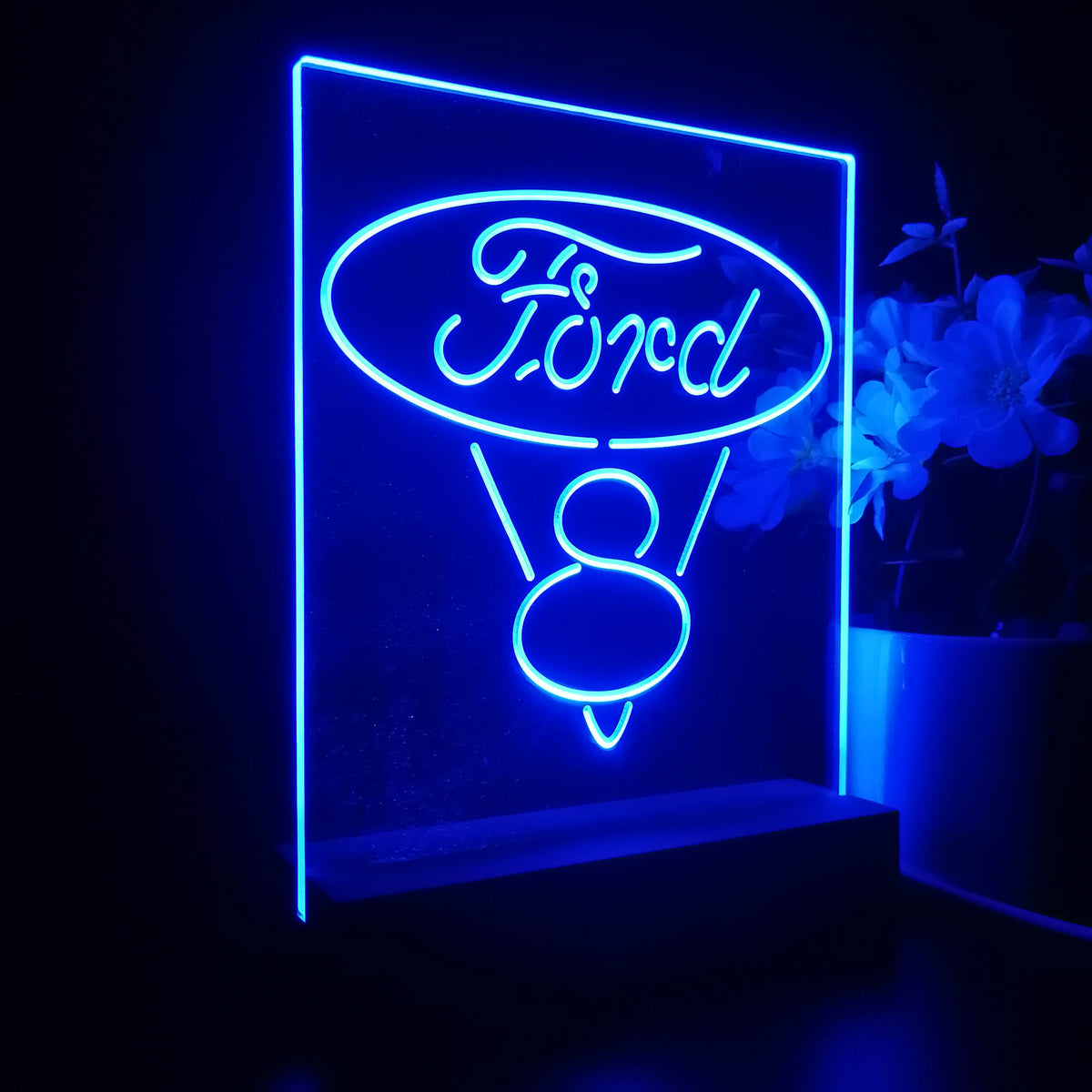 Ford V8 Logo 3D LED Optical Illusion Night Light | LED LAB CAVE