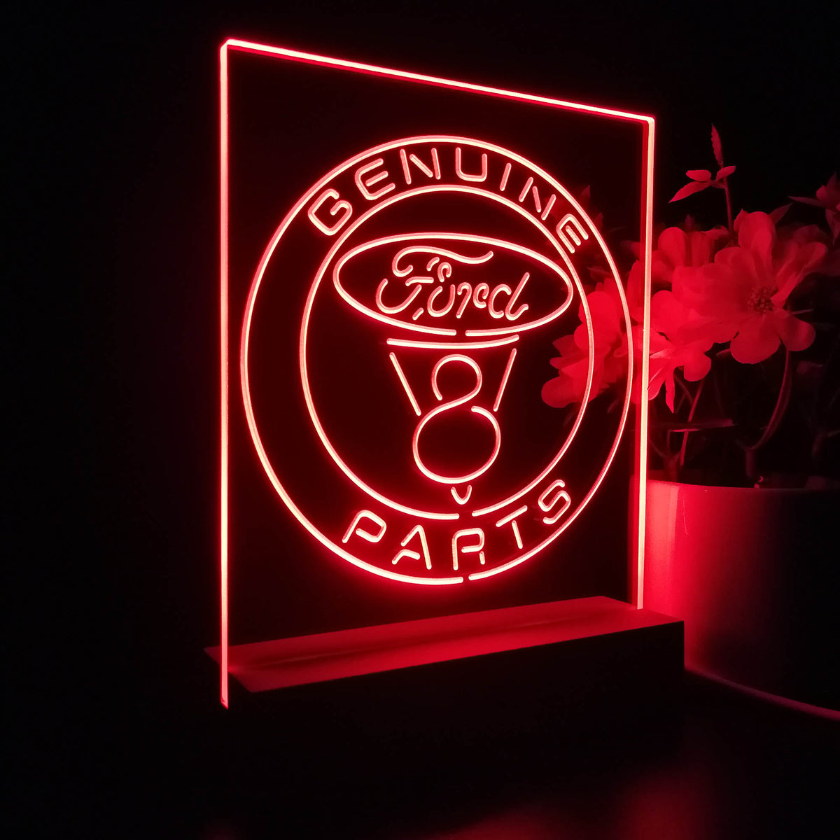Genuine Ford Parts V8 3D LED Optical Illusion Night Light | LED LAB CAVE