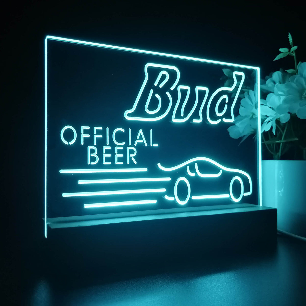 Bud Light Racing Car 3D LED Optical Illusion Night Light | LED LAB CAVE