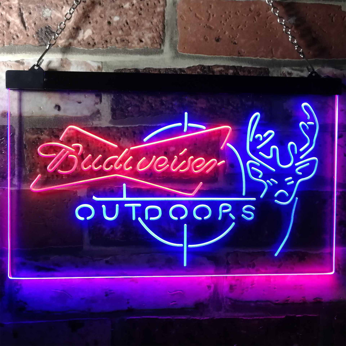 Budweiser Outdoor Hunting Cabin Deer Decor Led Neon Light Up Sign - LED ...