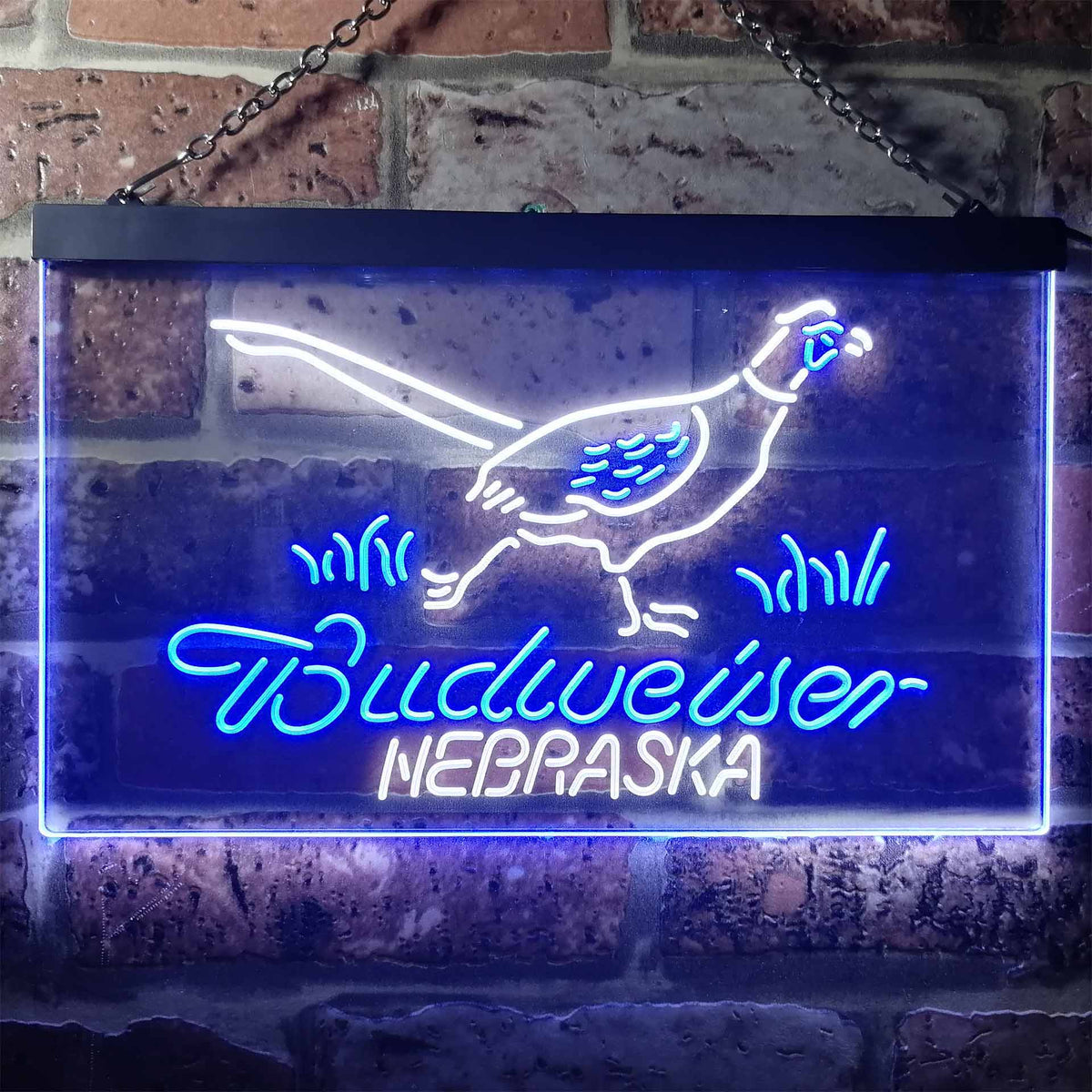 Nebraska Pheasant Hunter Budweiser's Neon Sign - LED LAB CAVE