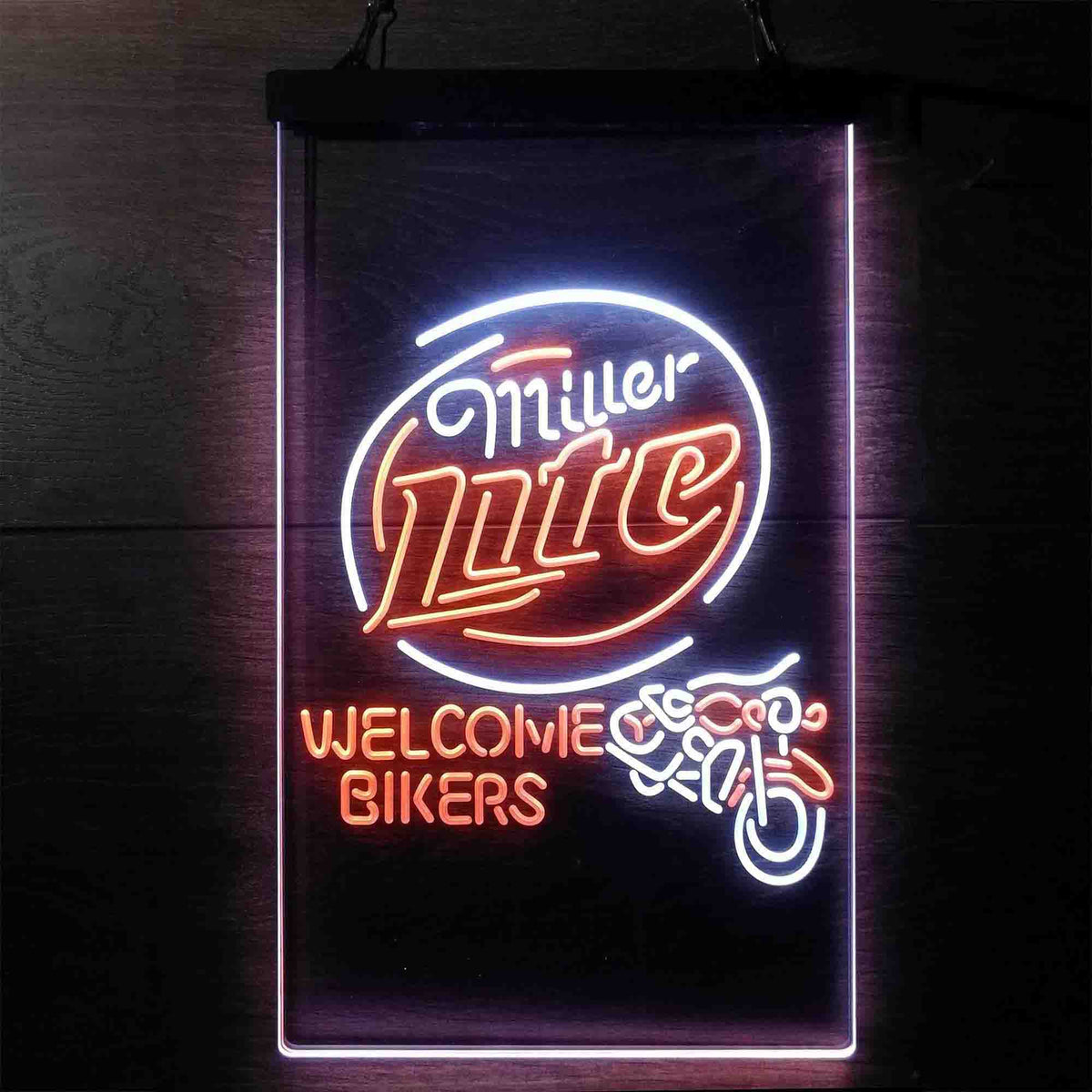 Miller Lite Motorcycle Bikers Garage Neon Sign - LED LAB CAVE
