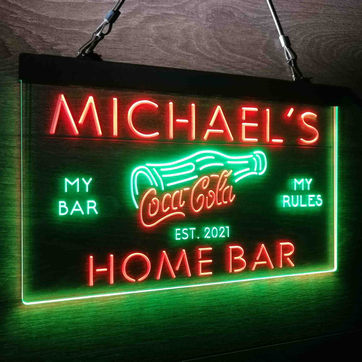 Coca Cola Bottle Drink Bar Personalized Neon Sign
