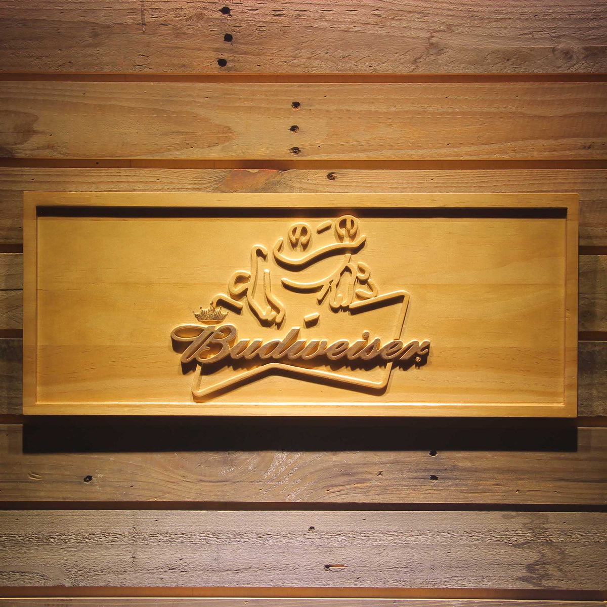 Budweiser Frog Wooden Sign | LEDLABCAVE