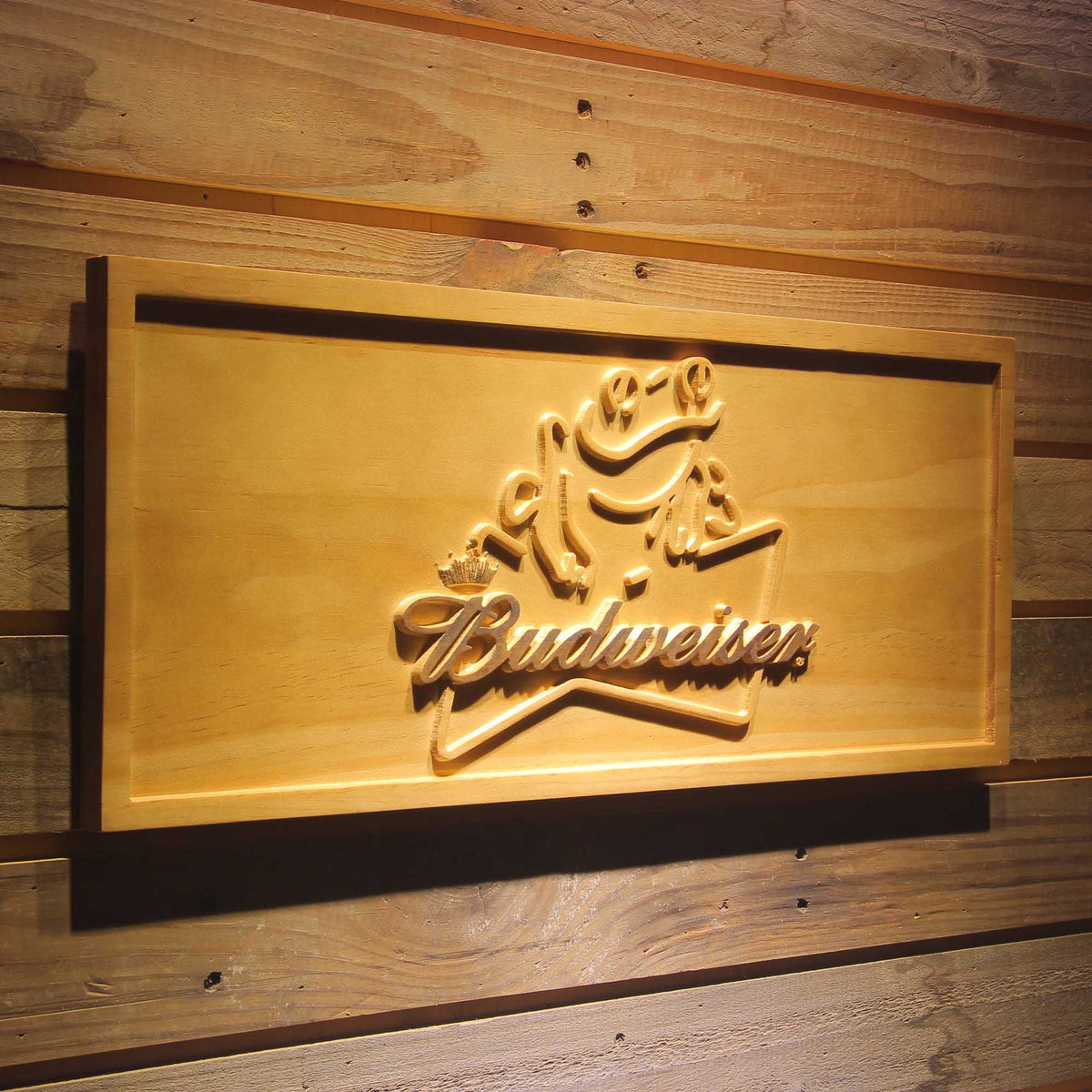 Budweiser Frog Wooden Sign | LEDLABCAVE