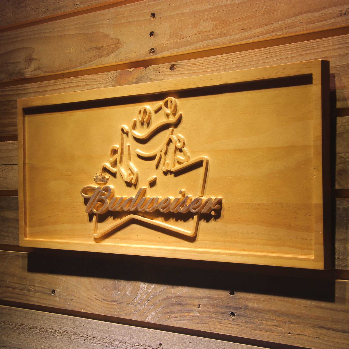 Budweiser Frog Wooden Sign | LEDLABCAVE