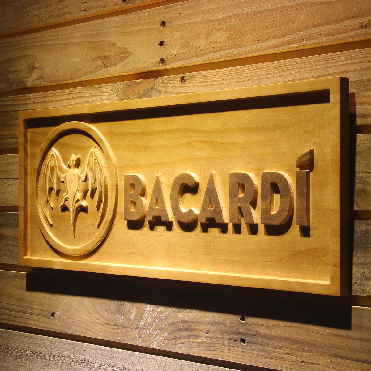 Bacardi Rum Wine Wooden Sign | LEDLABCAVE