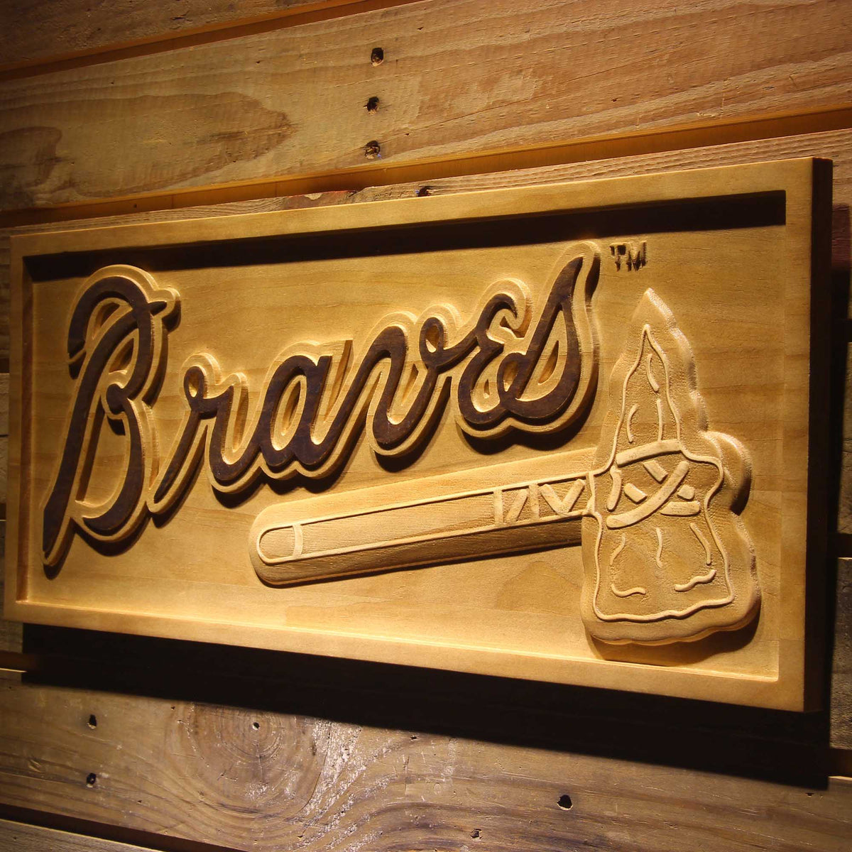 Atlanta Braves Wooden Sign | LEDLABCAVE